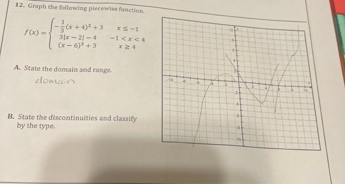 Solved 12. Graph the following piecewise function. | Chegg.com