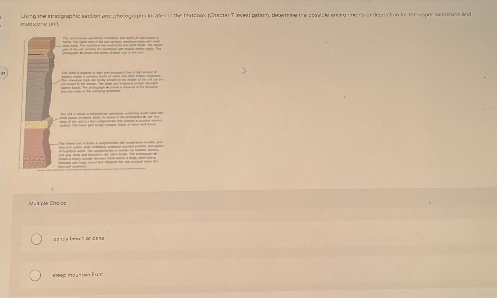 Solved Using the stratigraphic section and photographs | Chegg.com
