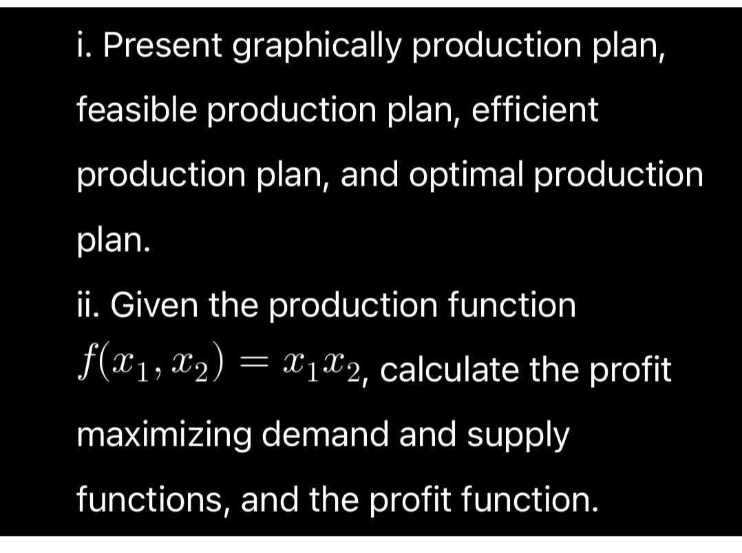 Solved i. ﻿Present graphically production plan, feasible | Chegg.com