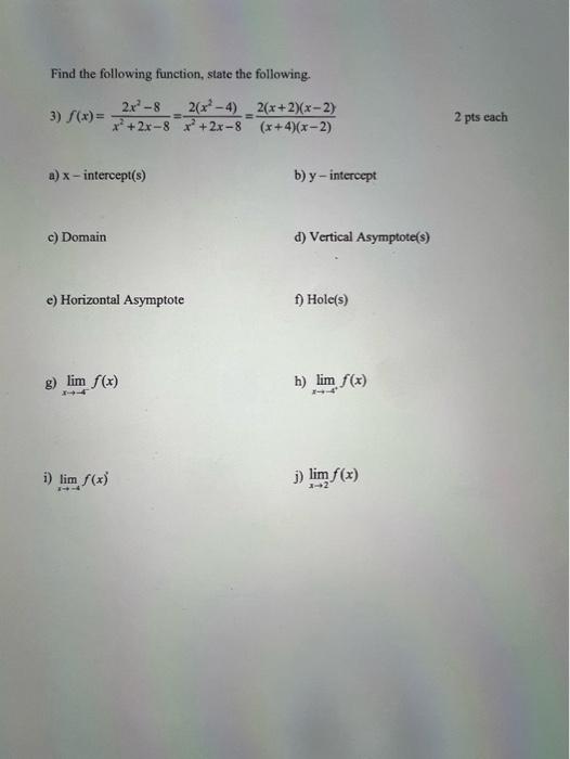 Solved Find the following function, state the following. 3) | Chegg.com