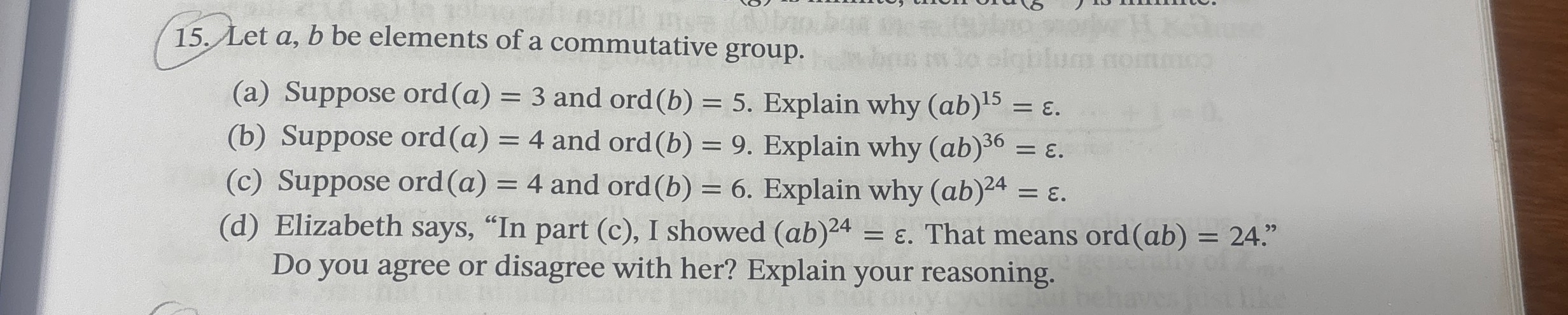 Solved Let a,b ﻿be elements of a commutative group.(a) | Chegg.com