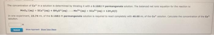 Solved The concentration of Cu+ in a solution is determined | Chegg.com