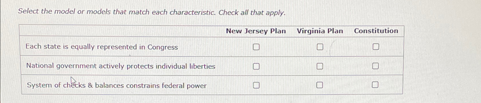 Solved Select the model or models that match each | Chegg.com