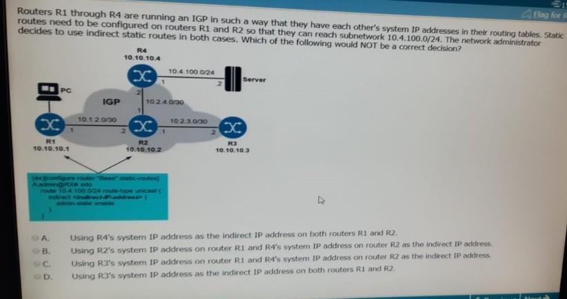 Routers R1 through R4 are running an IGP in such a | Chegg.com