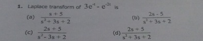 Solved Laplace transform of 3e-t-e-2t | Chegg.com