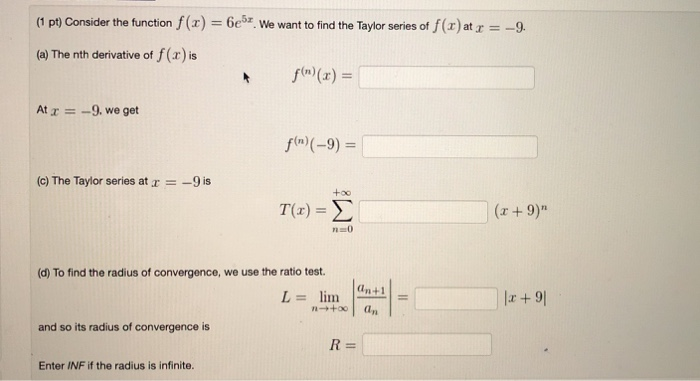 Solved (1 pt) Consider the function f(x) = 6ex. We want to | Chegg.com