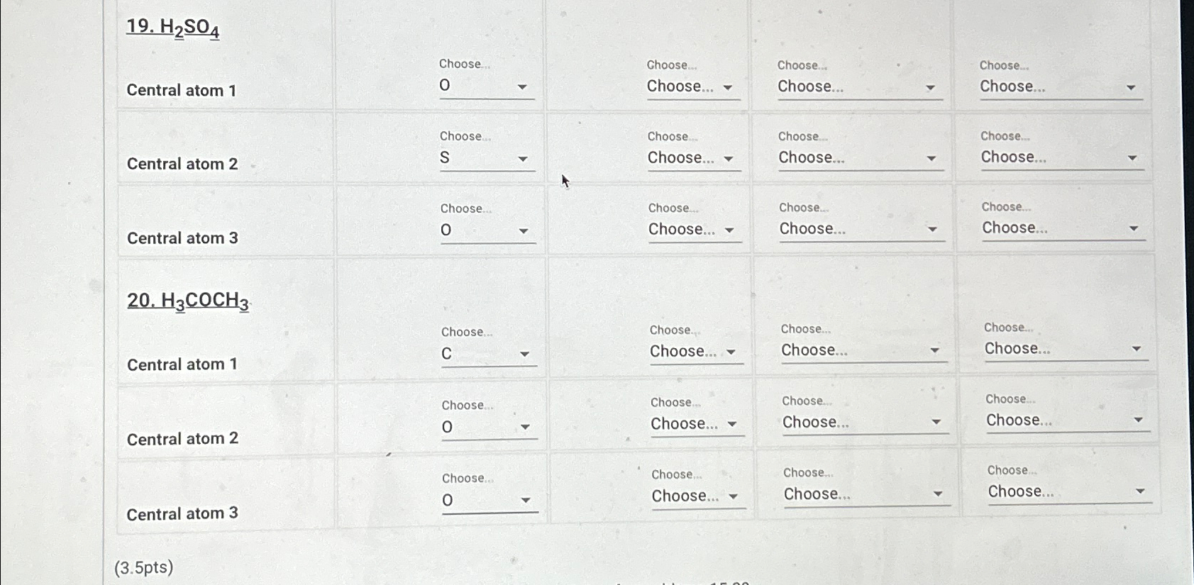 Solved List Central Atoms Then List The Axe Notation