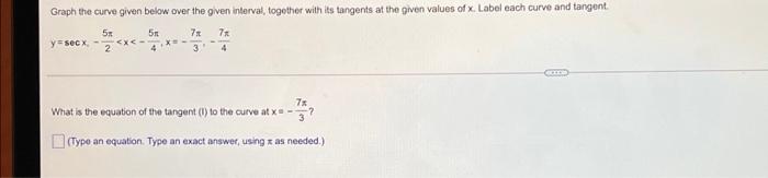 Solved Graph the curve given below over the given interval, | Chegg.com
