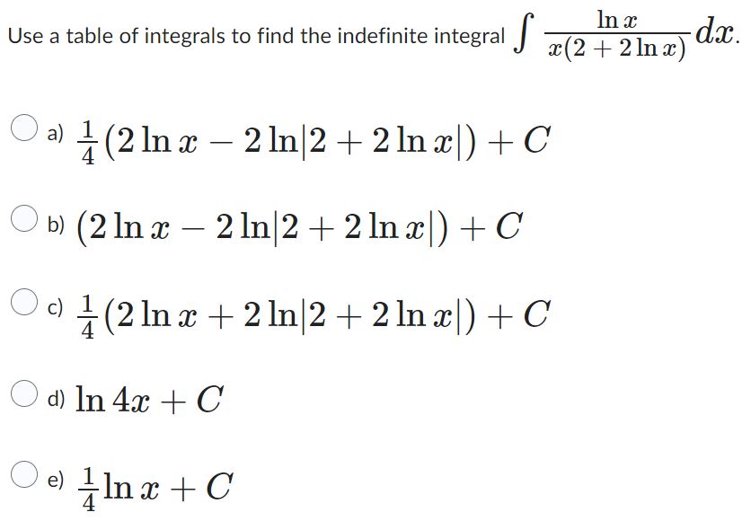 Solved Use a table of integrals to find the indefinite | Chegg.com