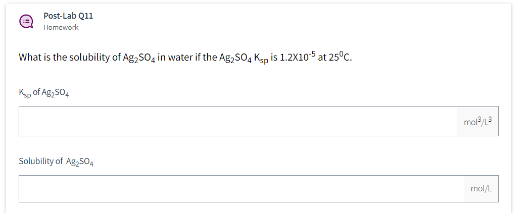 Solved Post-Lab Q11HomeworkWhat is the solubility of Ag2SO4 | Chegg.com