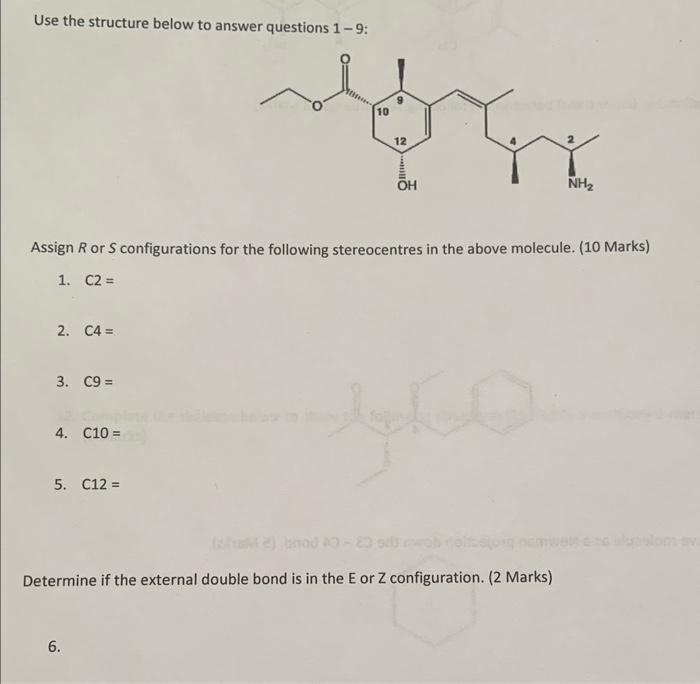 Solved Use the structure below to answer questions 1-9: | Chegg.com