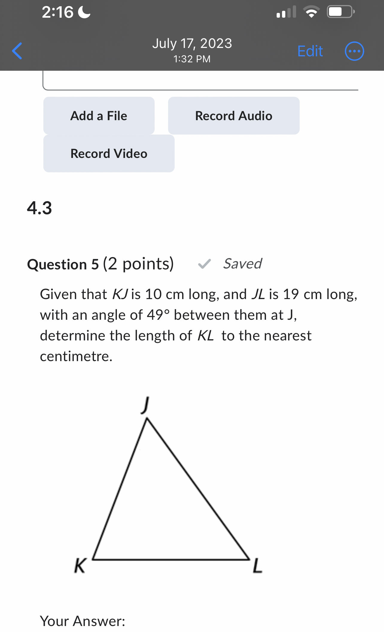 Solved 2:16 ﻿CJuly 17,20231:32 ﻿PMAdd a FileRecord | Chegg.com