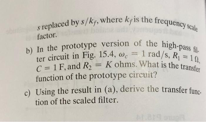 Solved 15.27 a) Show that if the high-pass filter | Chegg.com