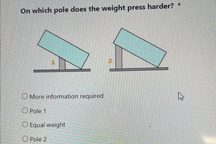 Solved On which pole does the weight press harder? More | Chegg.com