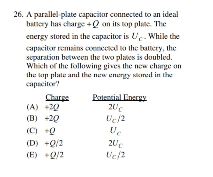 Solved 26. A parallel-plate capacitor connected to an ideal | Chegg.com