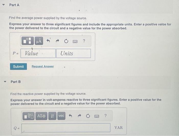 Solved vg=46cos105t VFind the average power supplied by the | Chegg.com