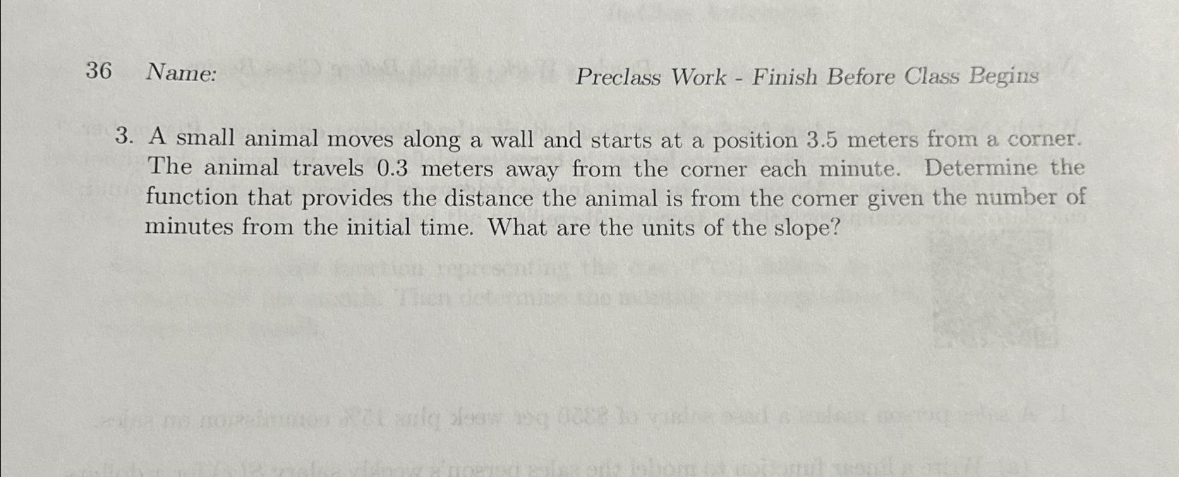Solved 36 ﻿Name:Preclass Work - ﻿Finish Before Class | Chegg.com