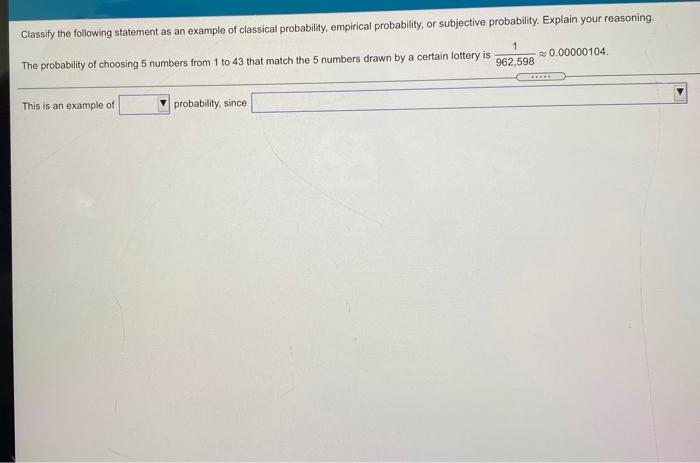 Solved Classify the following statement as an example of | Chegg.com