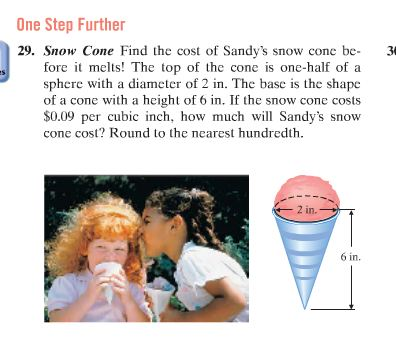 Solved Snow Cone Find the cost of Sandy's snow cone be- M | Chegg.com