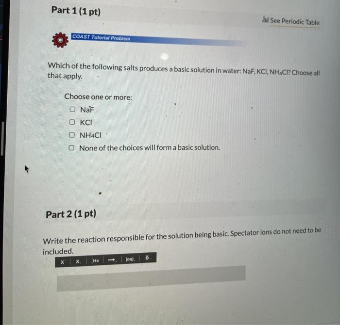 Solved Part 1 (1 pt) hd See Periodic Table COAST Tutorial | Chegg.com