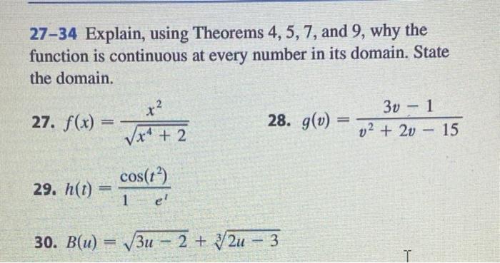 Solved 27–34 Explain, using Theorems 4, 5, 7, and 9, why the | Chegg.com