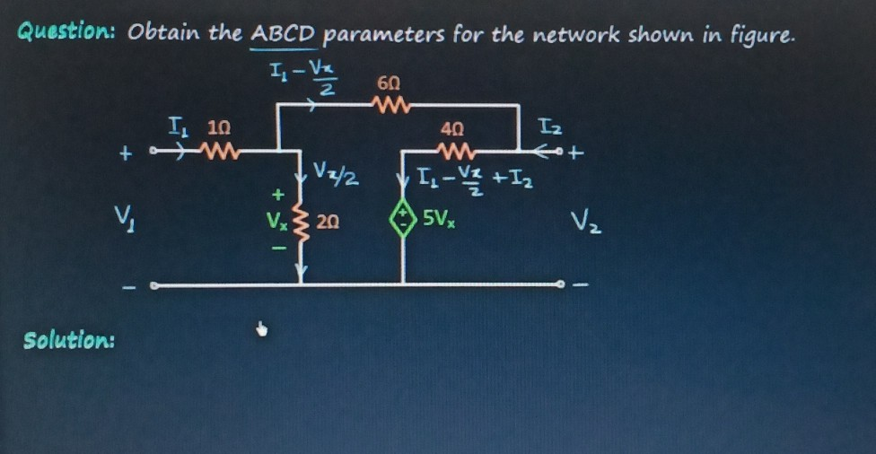 Solved Question: Obtain the ABCD parameters for the network | Chegg.com