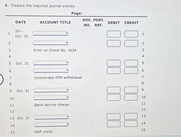 Solved Bank Reconcilation and Related Journal Entries The | Chegg.com