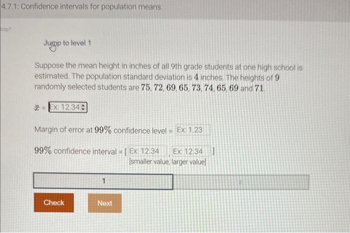 Solved 4.7.1: Confidence intervals for population means. | Chegg.com