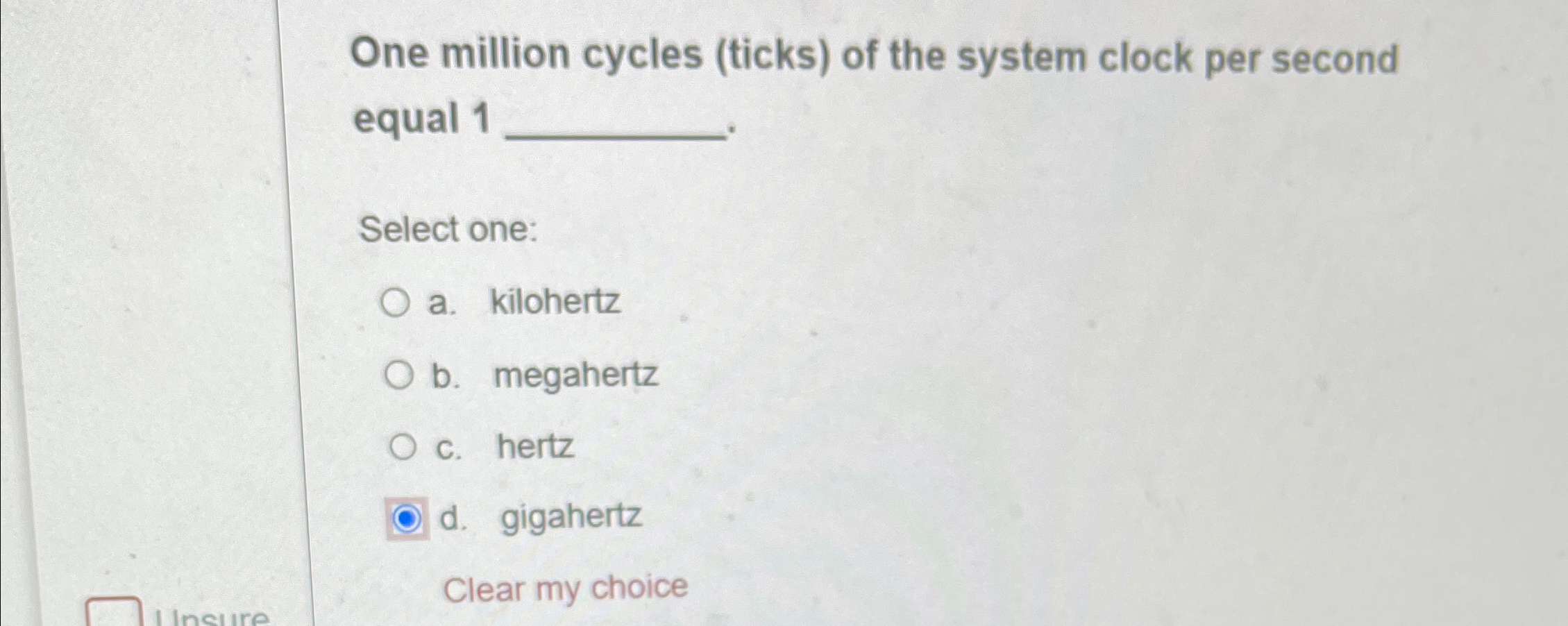 Solved One million cycles (ticks) ﻿of the system clock per | Chegg.com