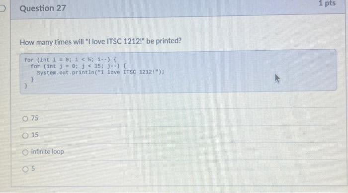 Solved Which of the following code segments will produce the | Chegg.com