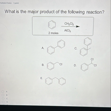 Solved Multiple Choice1 ﻿pointWhat is the major product of | Chegg.com