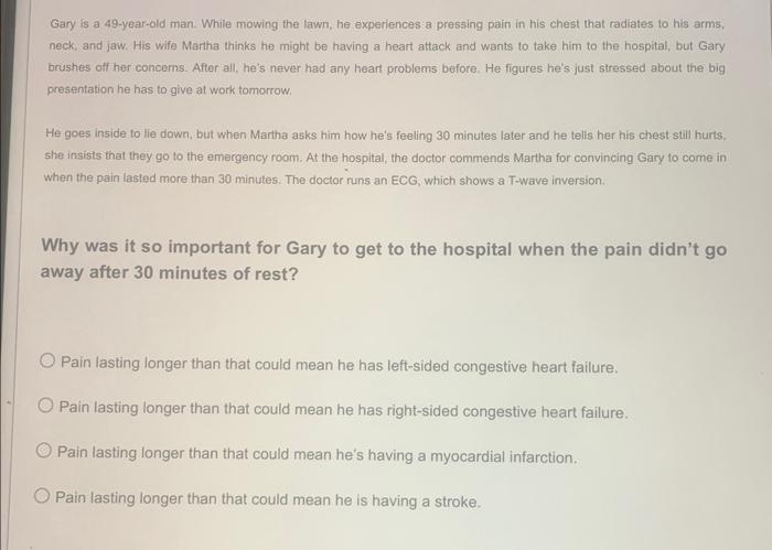 Solved neck, and jaw. His wife Martha thinks he might be | Chegg.com