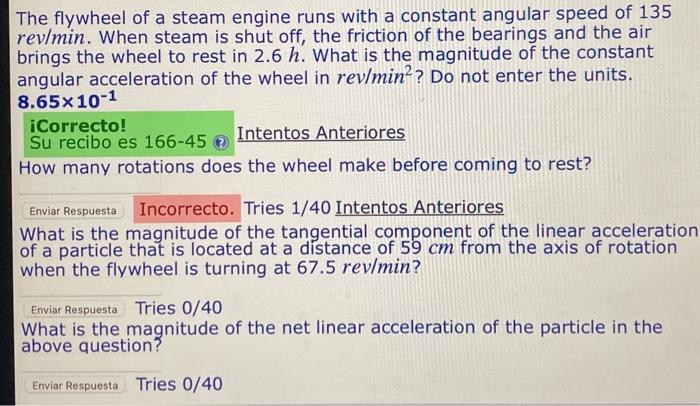 Solved The flywheel of a steam engine runs with a constant | Chegg.com