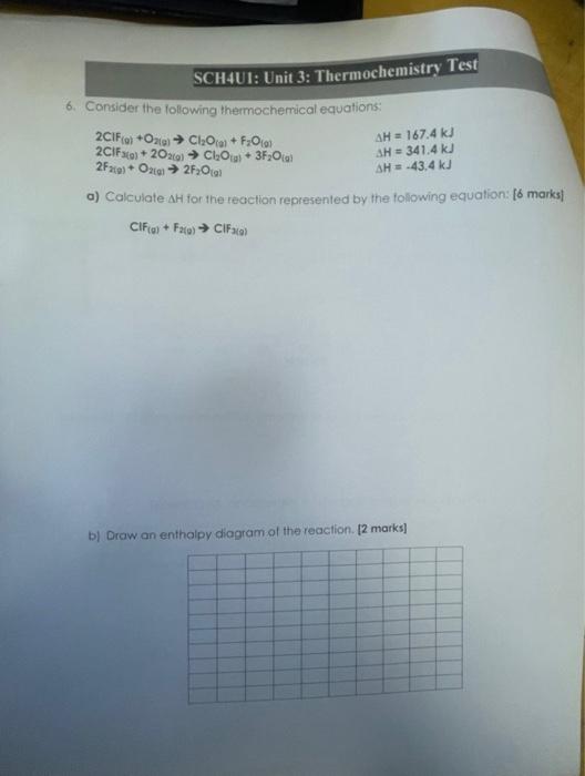 Solved 2ClF(g)+O2(g)→Cl2O(a)+F2O(0)2ClF2(a)+2O2(g)→Cl2O(g)+3 | Chegg.com