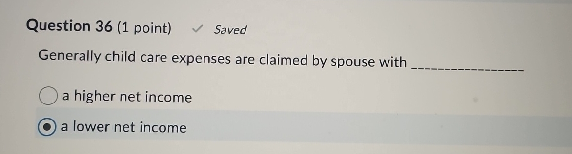 Solved Question 36 (1 ﻿point) ﻿SavedGenerally child care | Chegg.com
