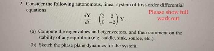 Solved dY (3 2Y. 2. Consider the following autonomous, | Chegg.com