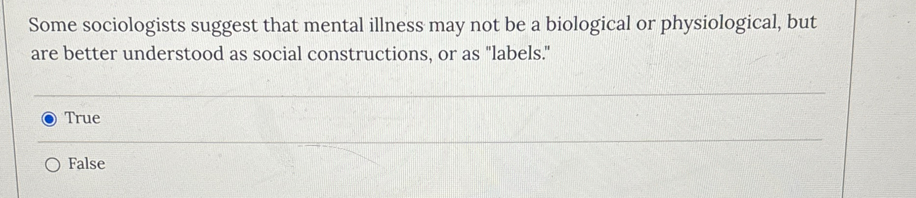 Solved Some sociologists suggest that mental illness may not | Chegg.com