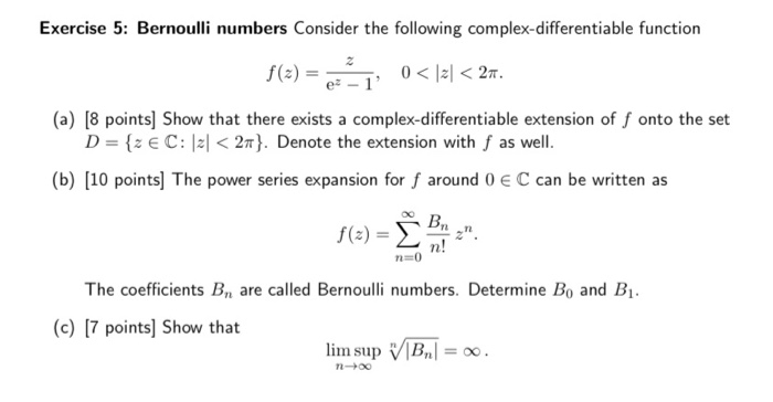 Solved Exercise 5: Bernoulli numbers Consider the following | Chegg.com
