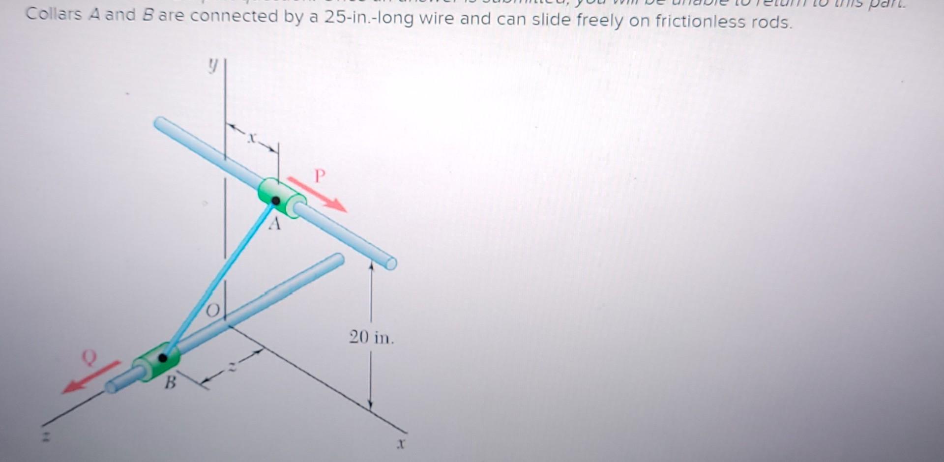 Solved Collars A and B are connected by a 25-in.-long wire | Chegg.com