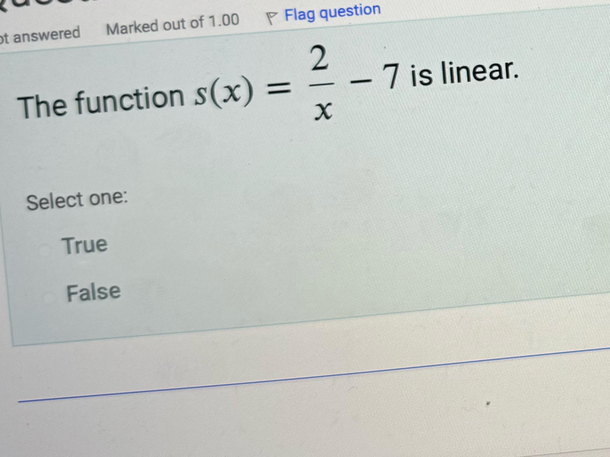 Solved The function s(x)=2x-7 ﻿is linear.Select | Chegg.com