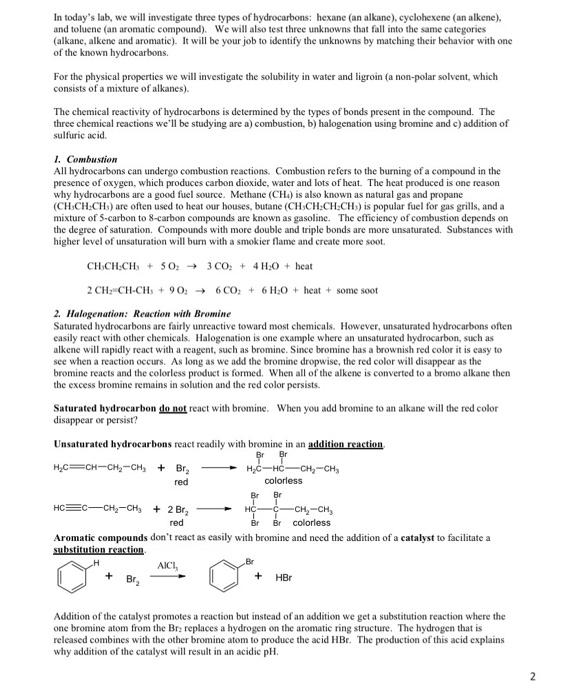 Solved Lab 2 Chem 131 Hydrocarbons There are millions of | Chegg.com