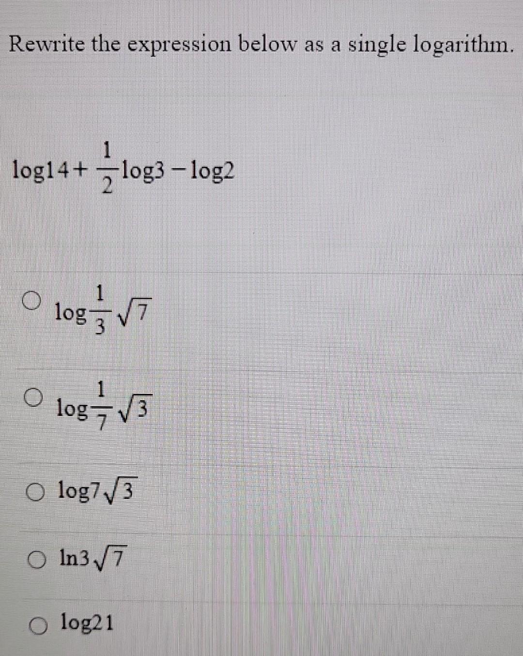 Solved Rewrite the expression below as a single logarithm. | Chegg.com