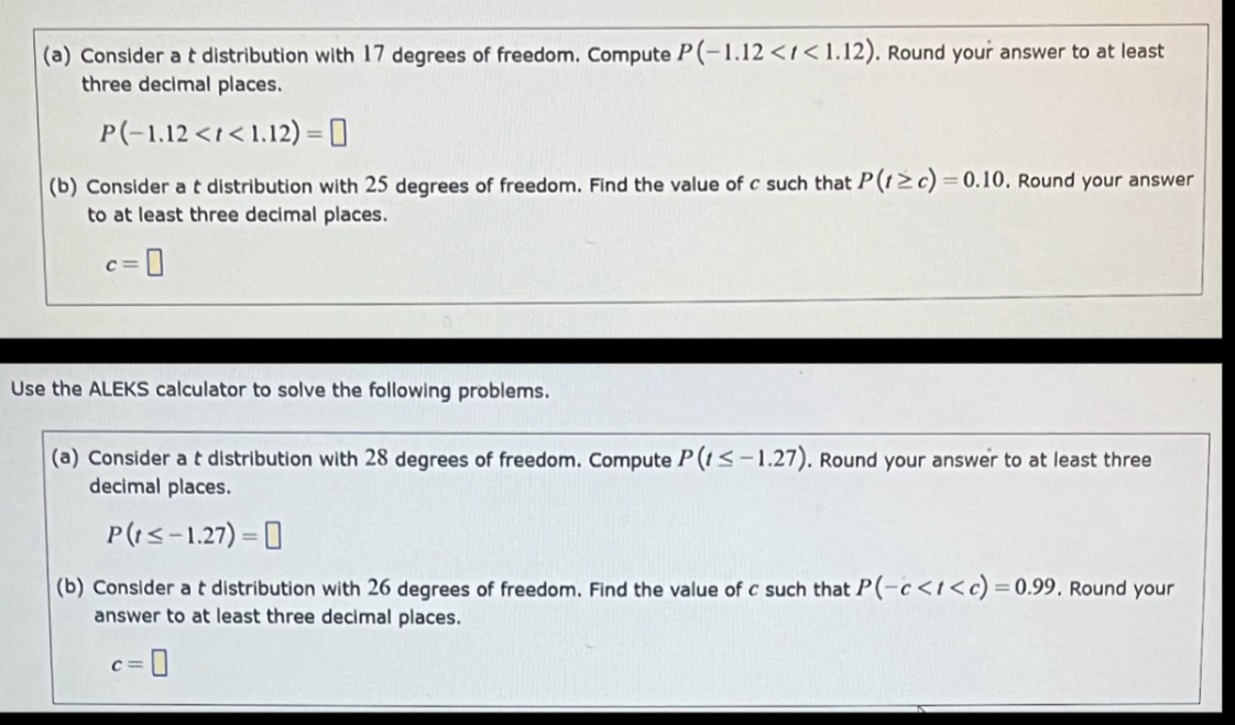 Solved (a) ﻿Consider a t distribution with 17 ﻿degrees of | Chegg.com