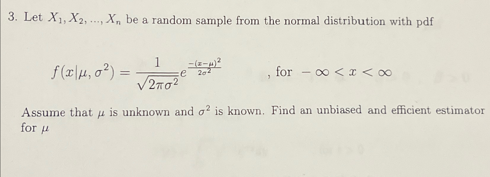 Solved Let x1,x2,dots,xn ﻿be a random sample from the normal | Chegg.com