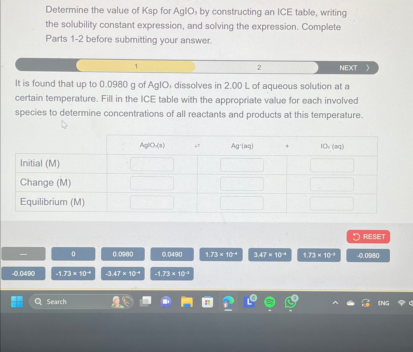 Solved Determine the value of Ksp ﻿for AgIO3 ﻿by | Chegg.com