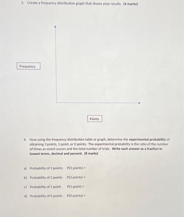 Solved Probability Experiment: Tossing Three Coins 1. Toss 3 | Chegg.com