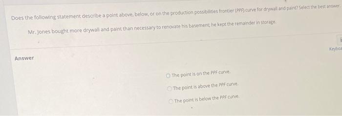 Solved Does the following statement describe a point above, | Chegg.com