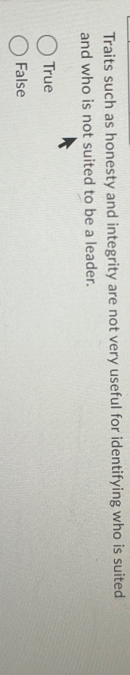 Solved Traits such as honesty and integrity are not very | Chegg.com