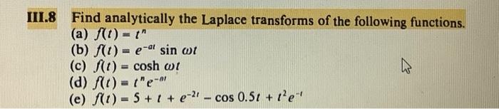 Solved Find analytically the Laplace transforms of the | Chegg.com