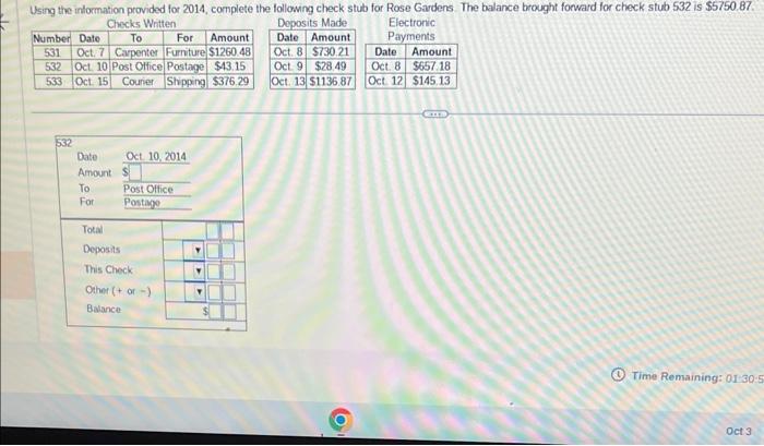 (1) Time Remaining: 01÷30:5 | Chegg.com